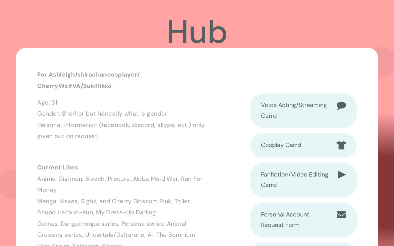 Ash/Shira/Cherry/Suki Hub